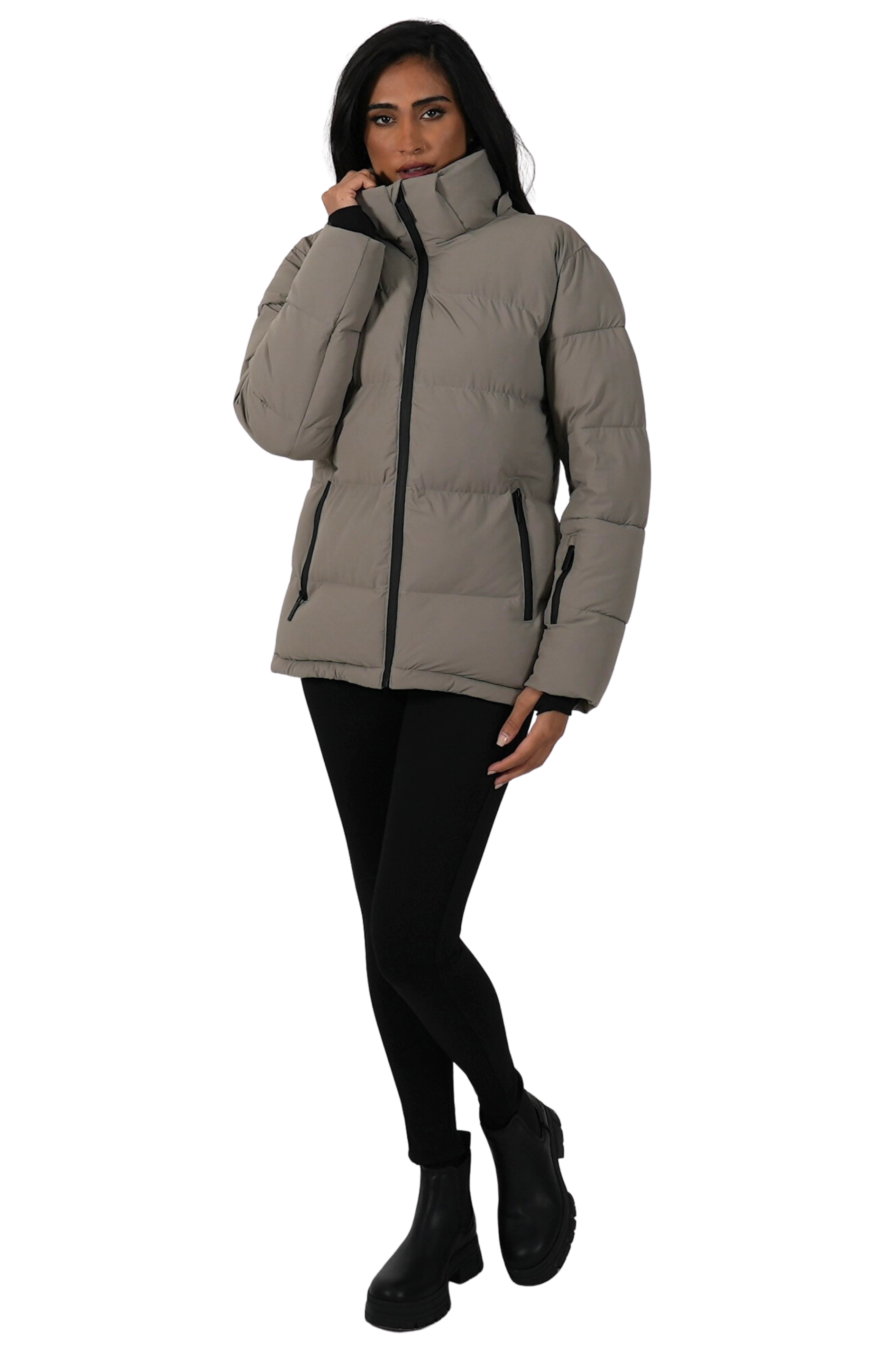 COCO | Mat Taupe puffer jacket coat warm montreal – Sicily Clothing